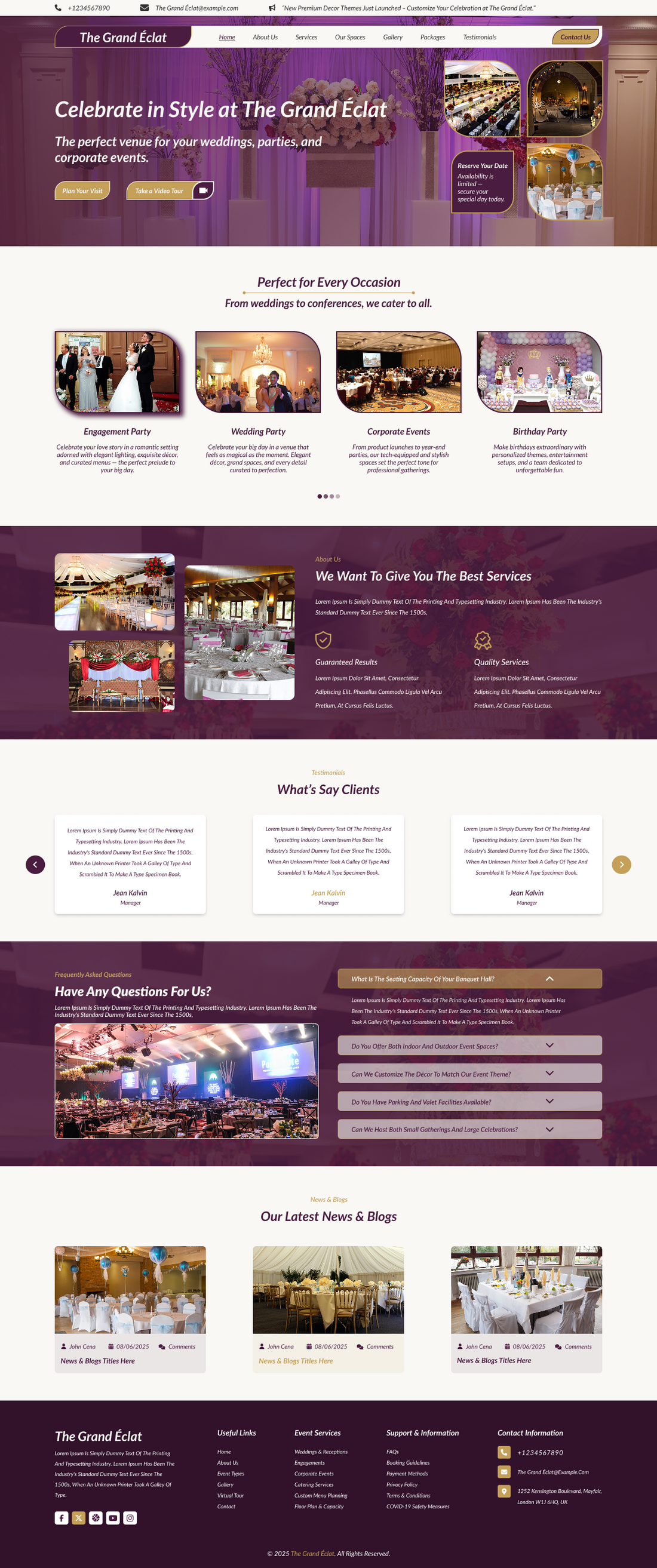 Banquet Wedding Hall | Elegant Venue Theme Design