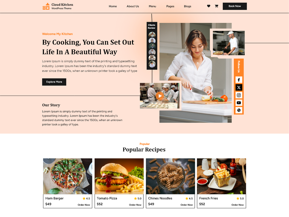 Free Cloud Kitchen WordPress Theme| For Ghost Kitchens